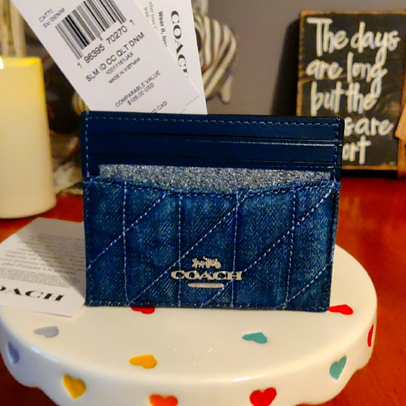 Coach | Other | Coach Blue Card Holder Denim | Poshmark
